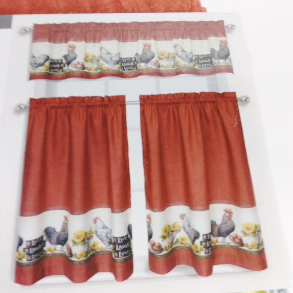 Decotex | Accents | Decotex 3 Piece Window Treatment Kitchen Curtains ...